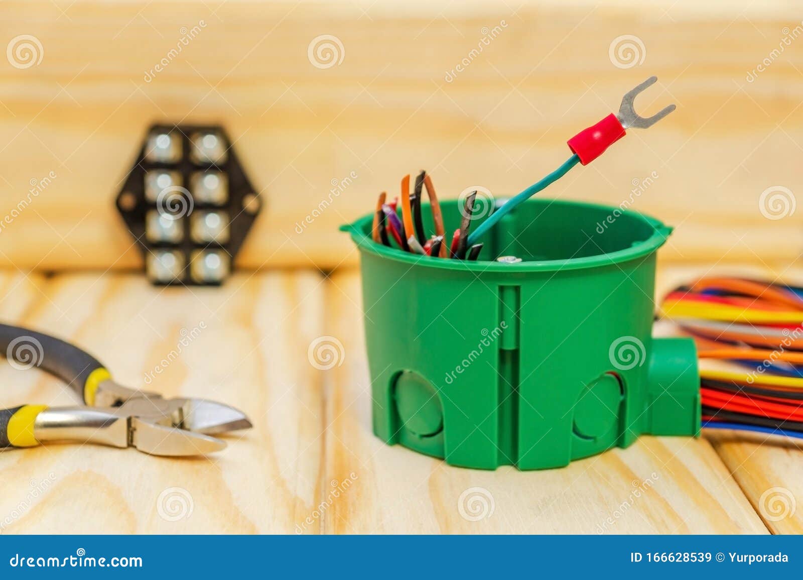 Electrical Junction Green Box with Cable Wire Used in the Electric ...