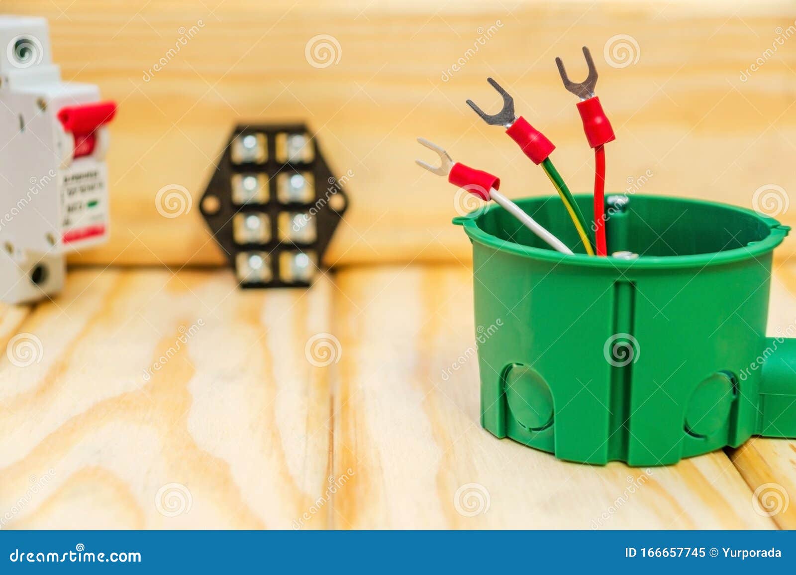 Electrical Junction Green Box with Cable Wire Used in the Electric ...