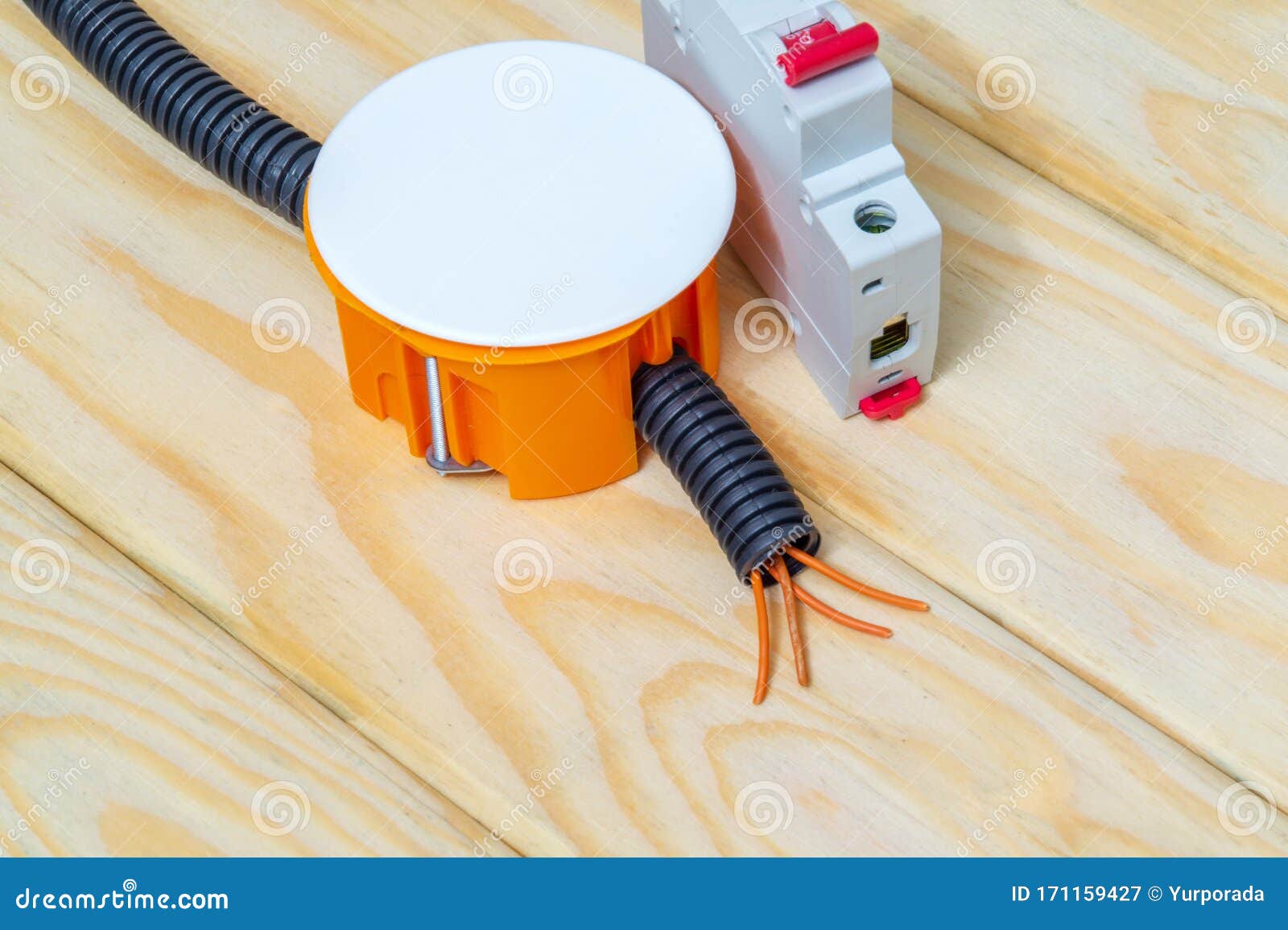Electrical Junction Orange Box with Wires Usually Used in the Electric ...