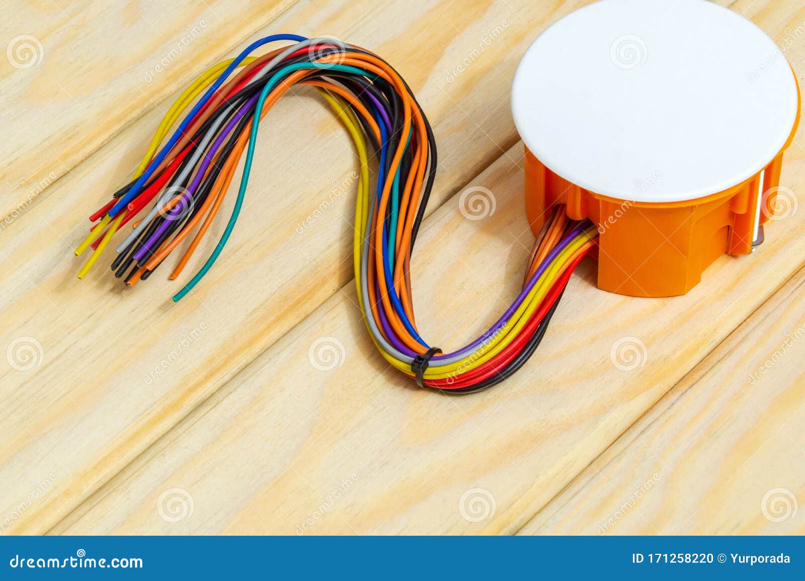 Electrical Junction Orange Box with Wires Usually Used in the Electric ...