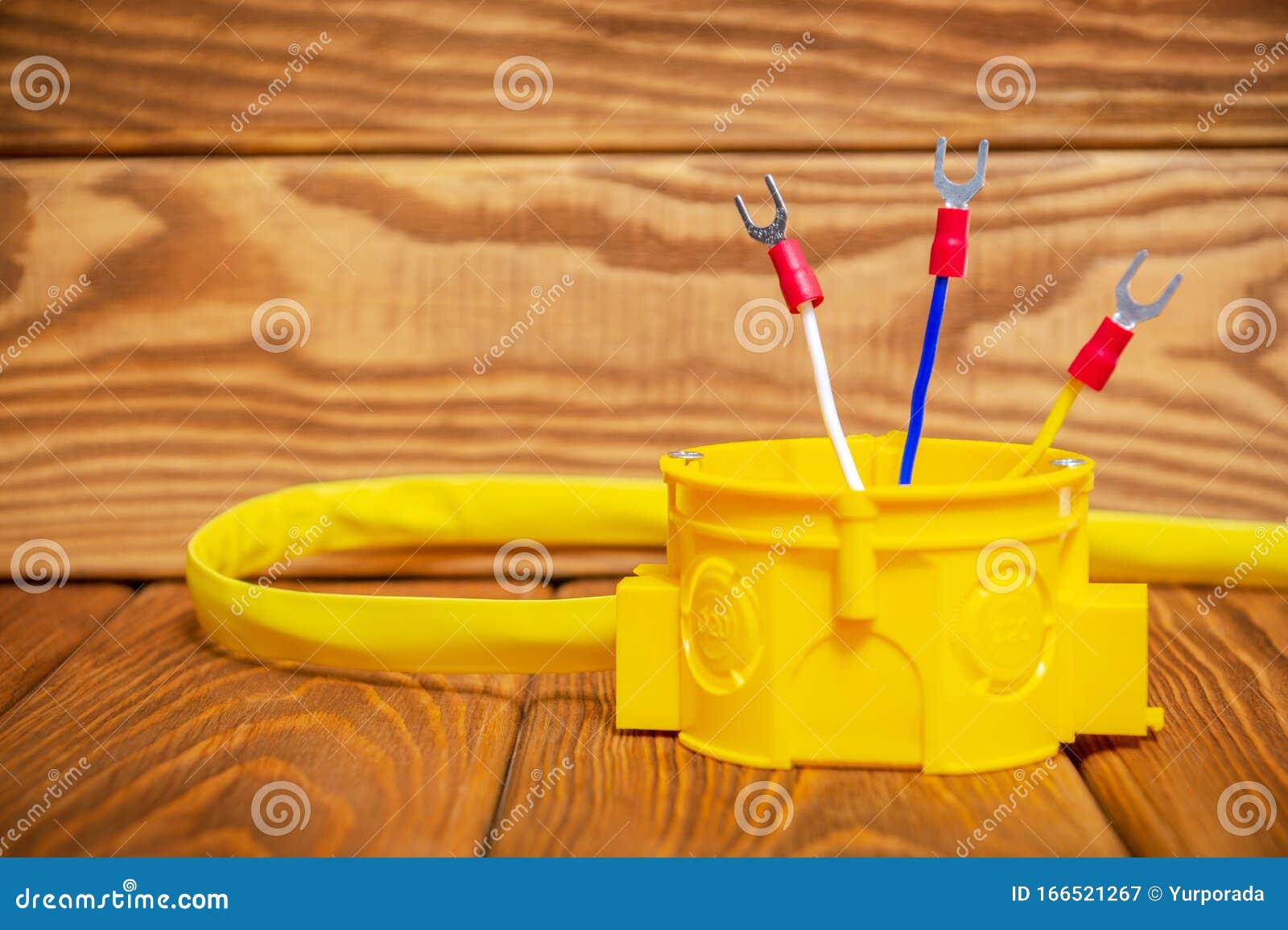 Electrical Junction Yellow Box with Cable Wire Used in the Electric ...