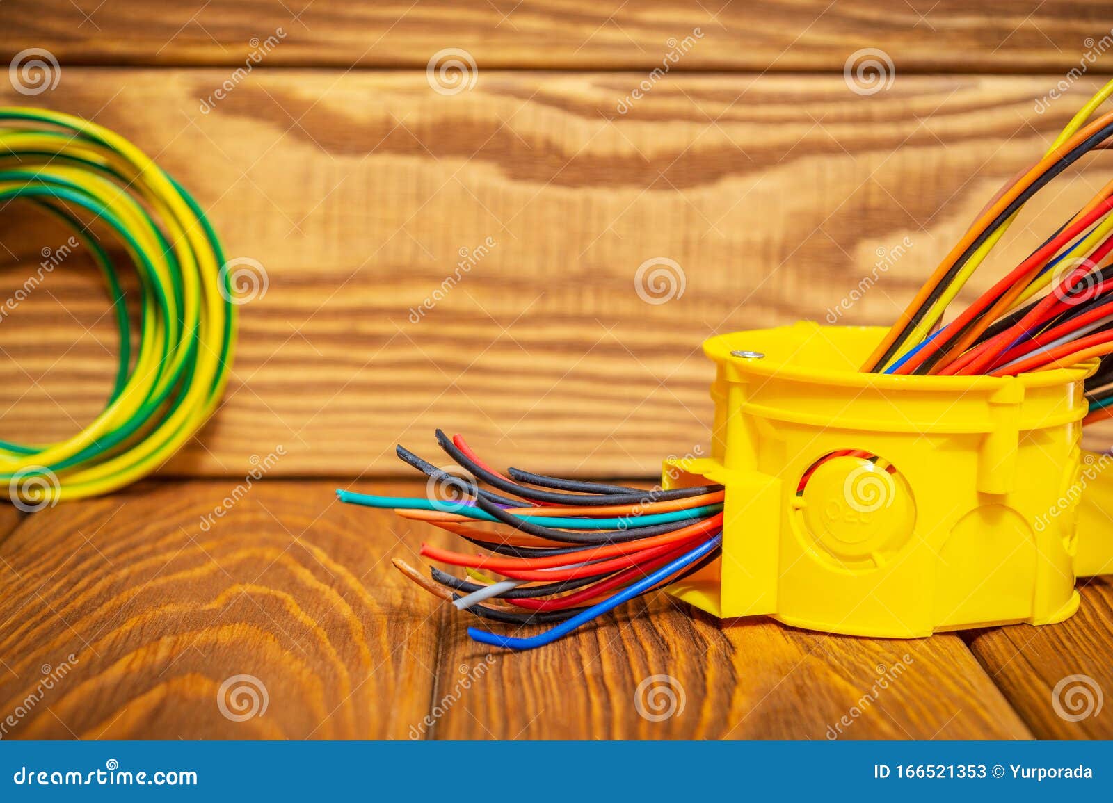 Electrical Junction Yellow Box with Cable Wire Used in the Electric ...