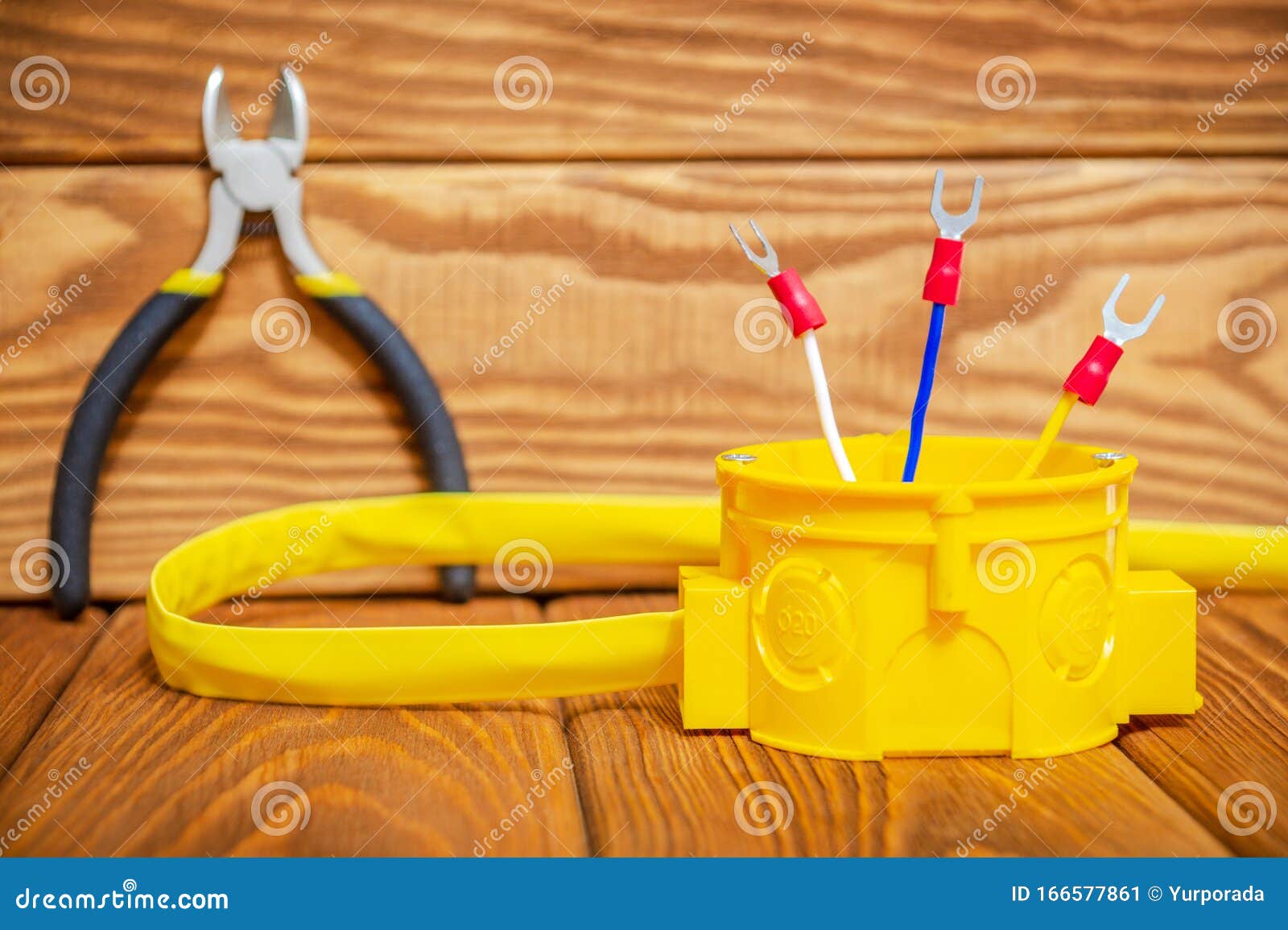 Electrical Junction Yellow Box with Cable Wire Used in the Electric ...
