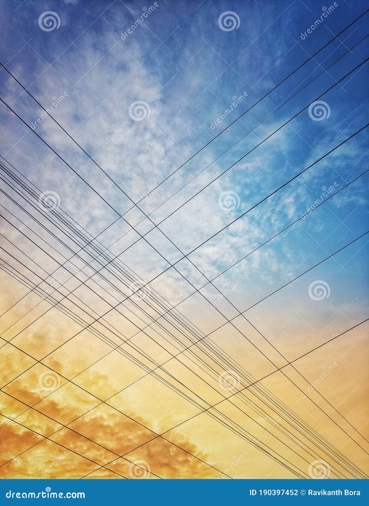 Electrical Lines Crossing in Sky Stock Photo - Image of food ...