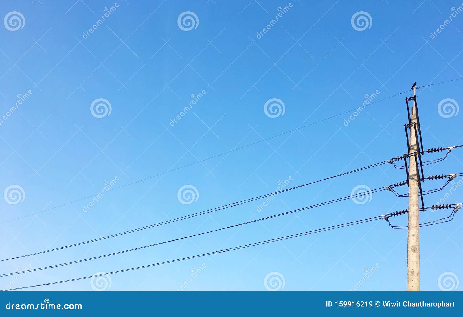 Electrical Lines Installed on Concrete Posts Stock Image - Image of ...