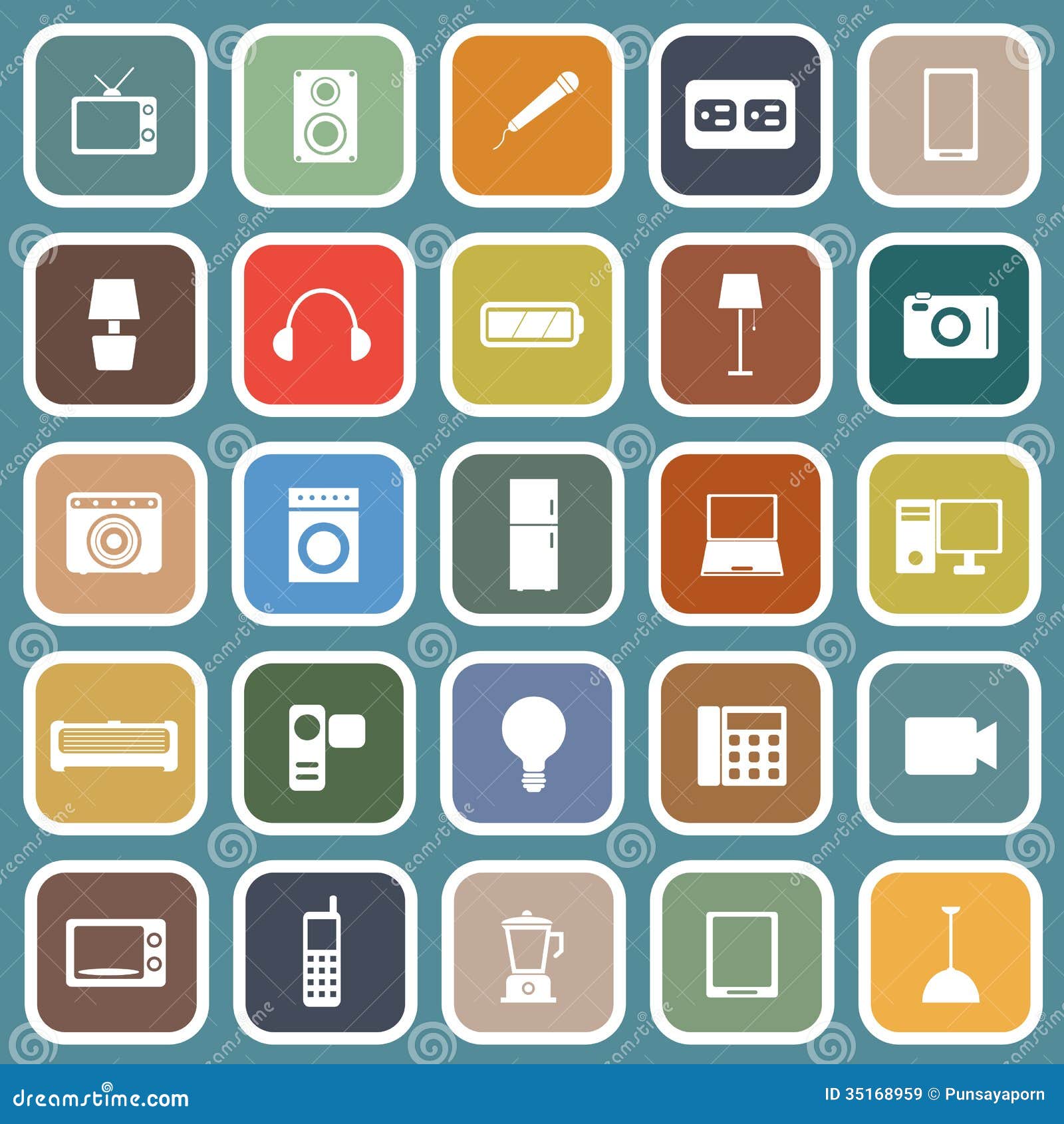 Electrical Machine Flat Icons on Blue Background Stock Vector ...