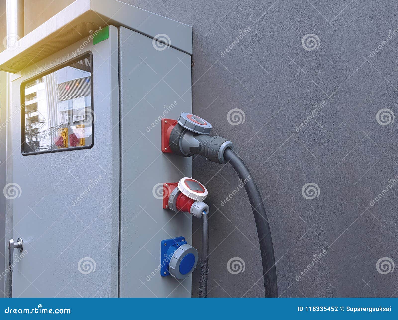 Electrical Main Distribution Board with Cable Sockets Stock Photo ...