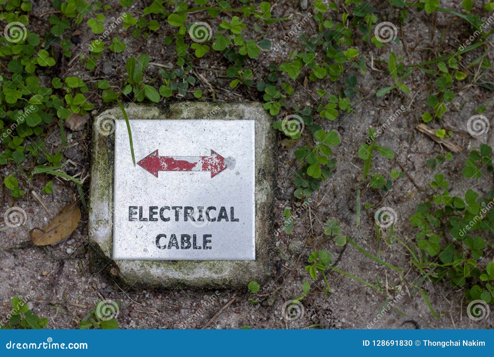 Electrical Mark Line on the Ground. Stock Photo - Image of industry ...