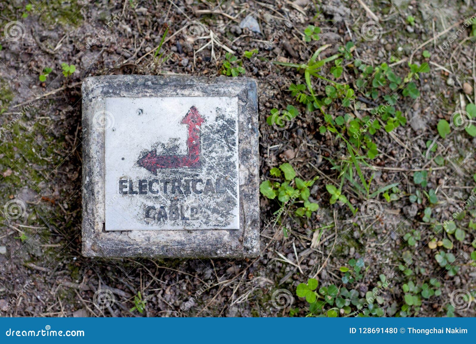 Electrical Mark Line on the Ground. Stock Photo - Image of electrical ...