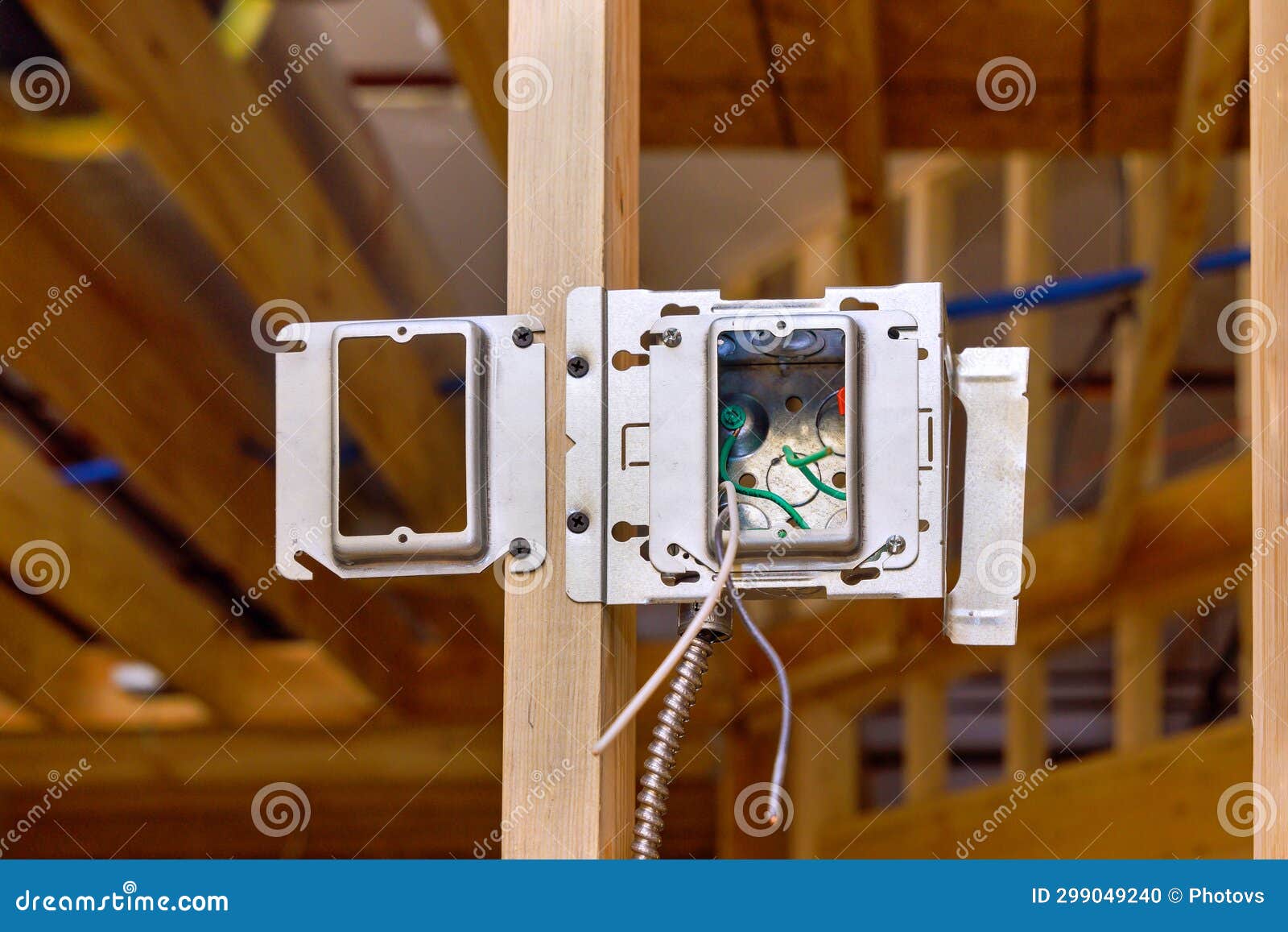 Electrical Metal Box and Wiring for Interior Wall in Under Construction ...