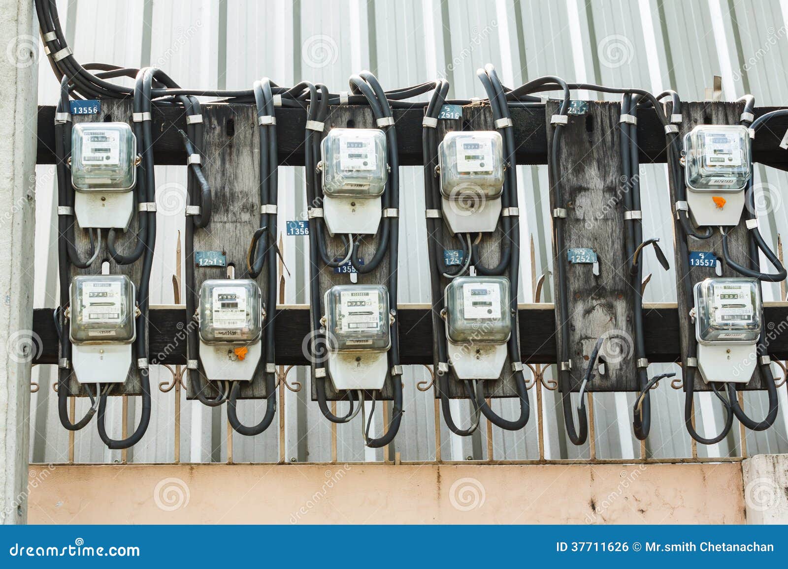 New Electrical Meter Box With Single Meter Mounted On Dilapidated Wall ...