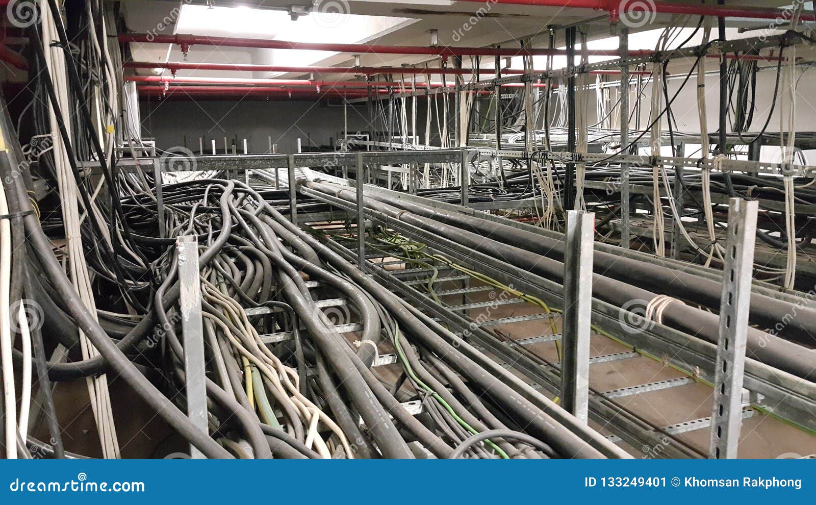 Electrical Motor Cable in Cable Room Stock Image - Image of building ...