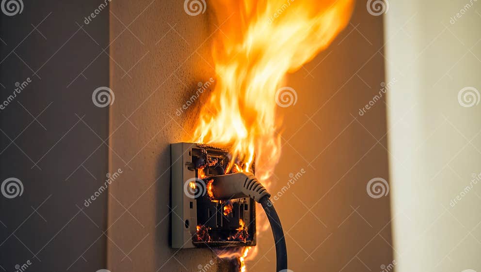 Electrical Outlet Fire Hazard Burning Wall Socket High Quality Image ...