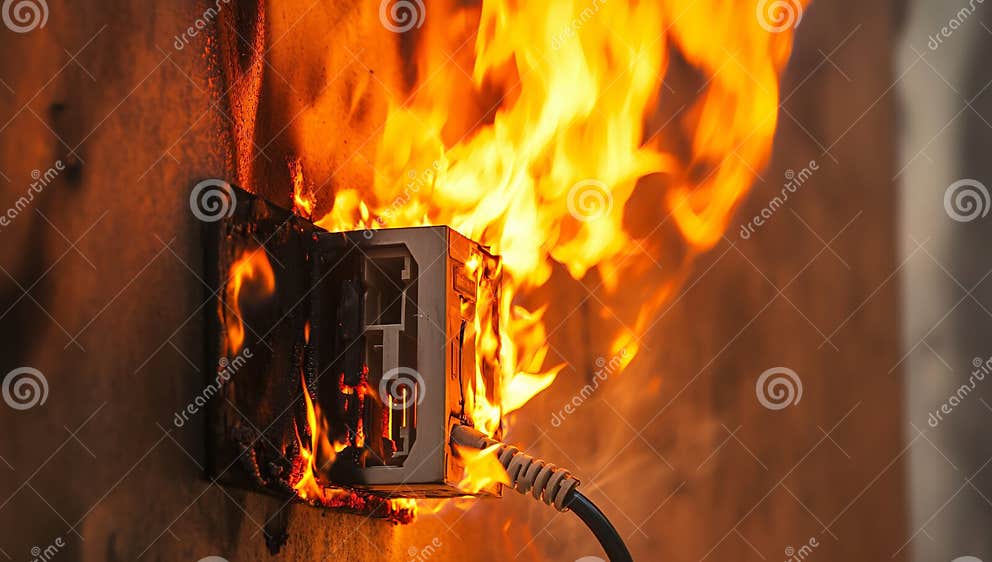 Electrical Outlet Fire Hazard Burning Wall Socket High Quality Image ...
