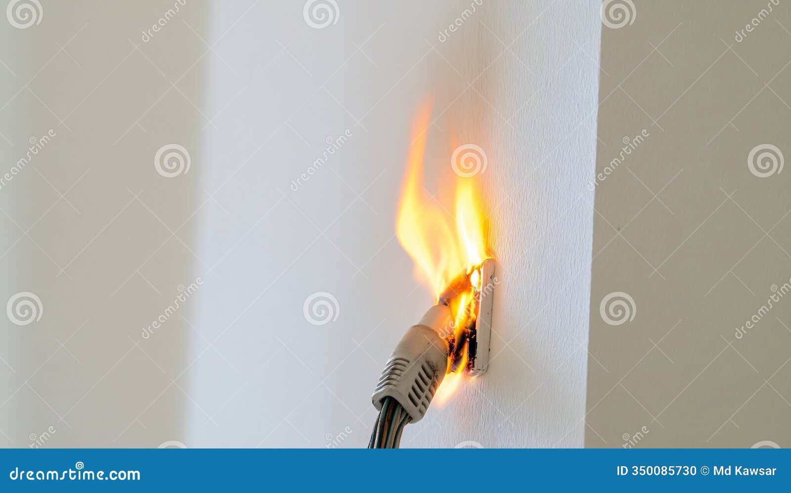 Electrical Outlet Fire Hazard Burning Wires Wall High Quality Image ...