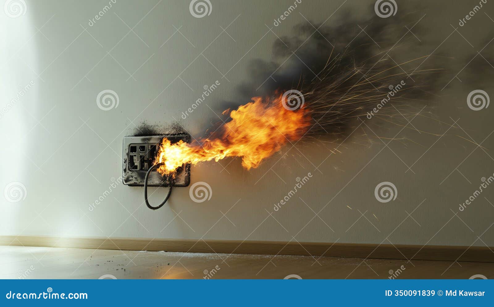 Electrical Outlet Fire Hazard Dramatic Image High Quality Image Stock ...