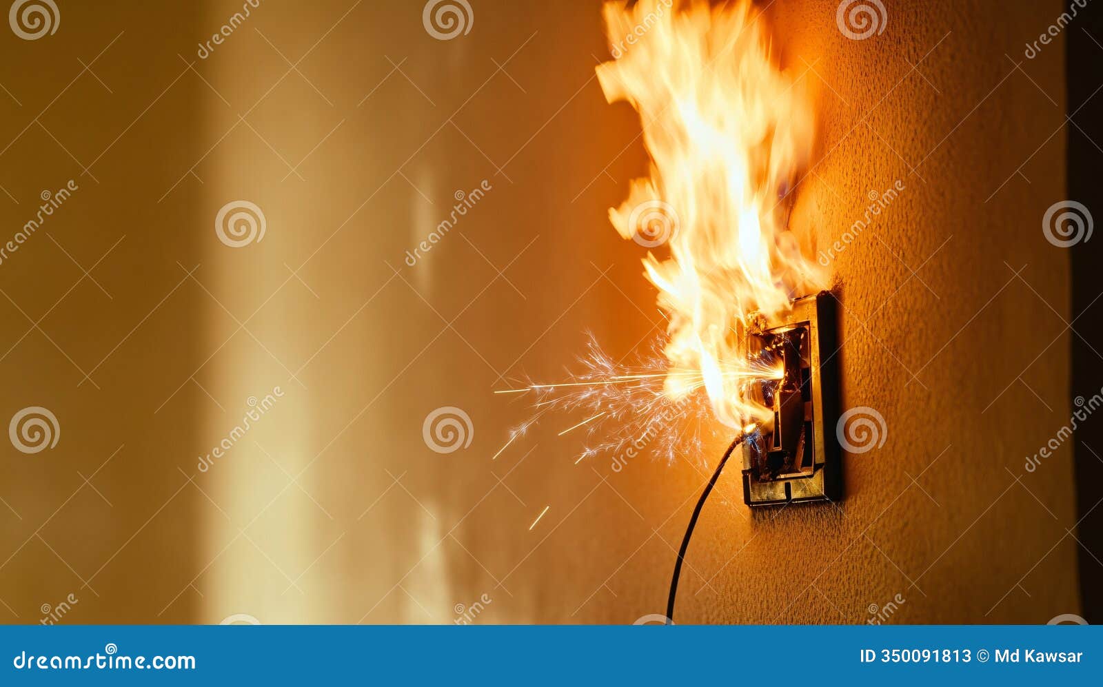 Electrical Outlet Fire Hazard Sparks Flames High Quality Image Stock ...