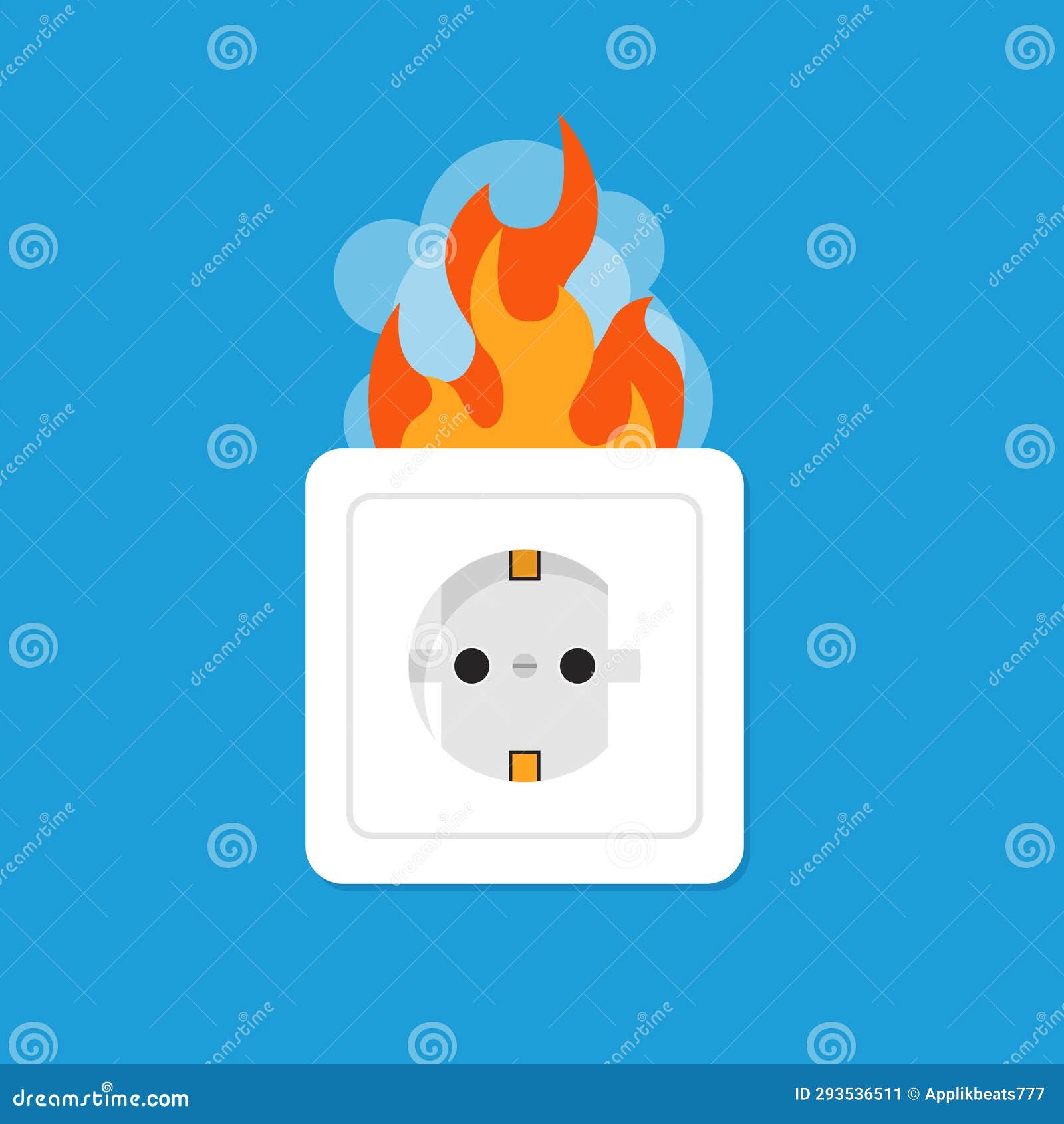 Electrical Outlet on Fire. Vector Illustration Stock Vector ...
