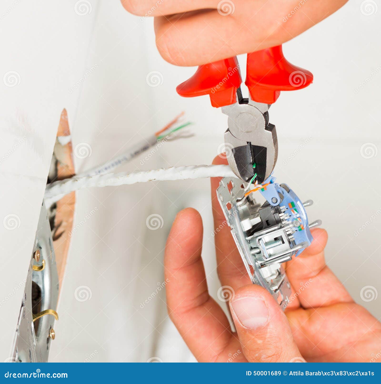 Electrical Outlet Installation Stock Image - Image of cable ...