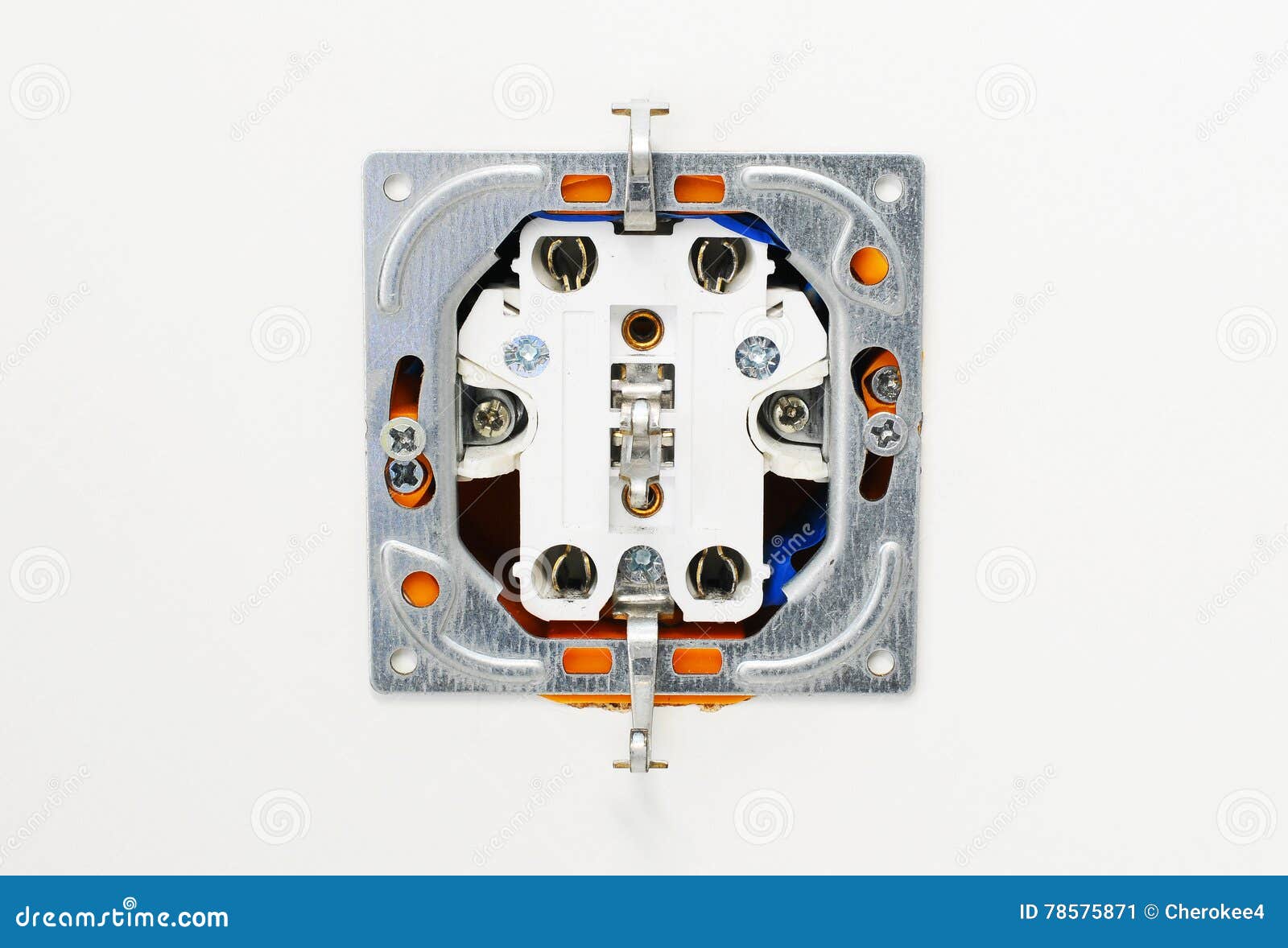 Electrical Outlet during Installation in Office Wall. Stock Image ...