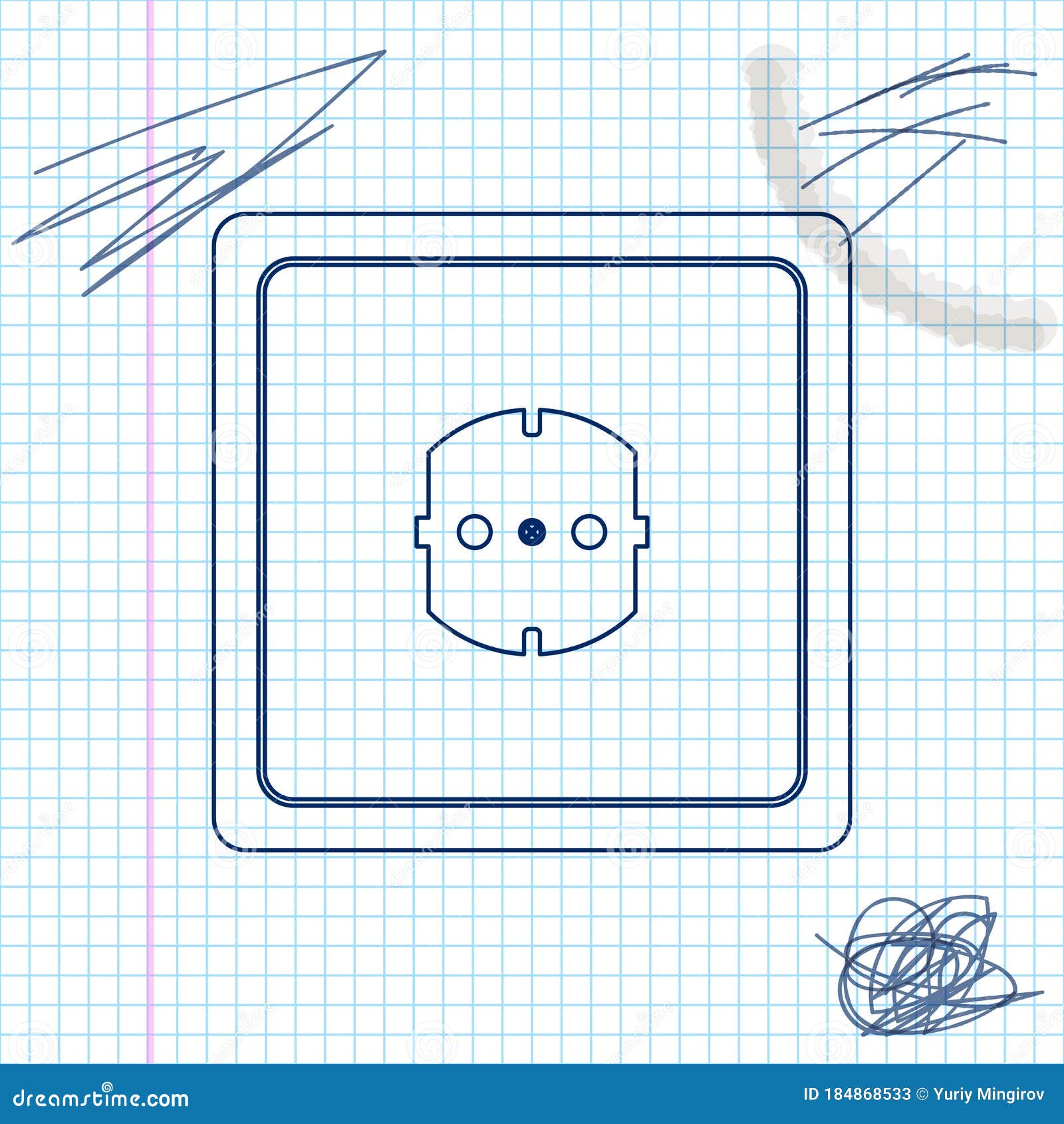 Electrical Outlet Line Sketch Icon Isolated On White Background. Power ...