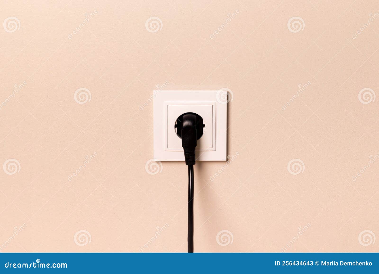 Electrical Outlet with Plug on Beige Wall Stock Image - Image of design ...