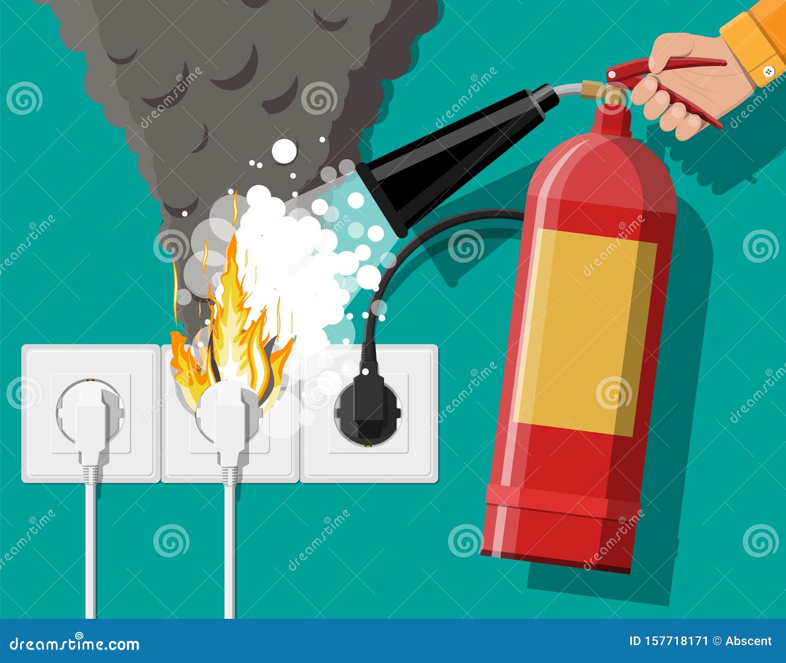Electrical Outlet on Fire. Overload of Network. Stock Vector ...