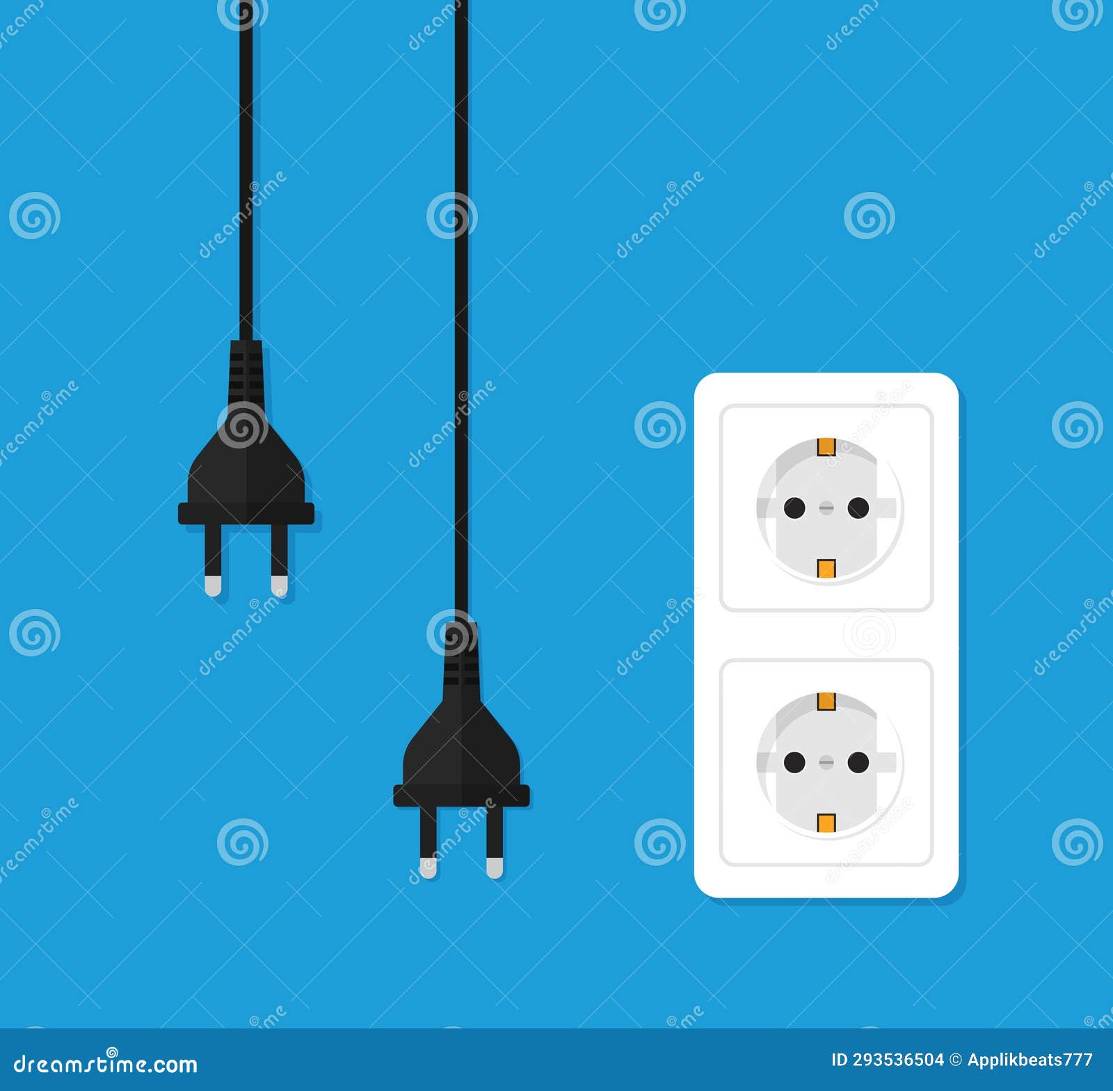 Electrical Outlet and Plugs in Flat Style Icon. Vector Illustration Stock Vector - Illustration ...