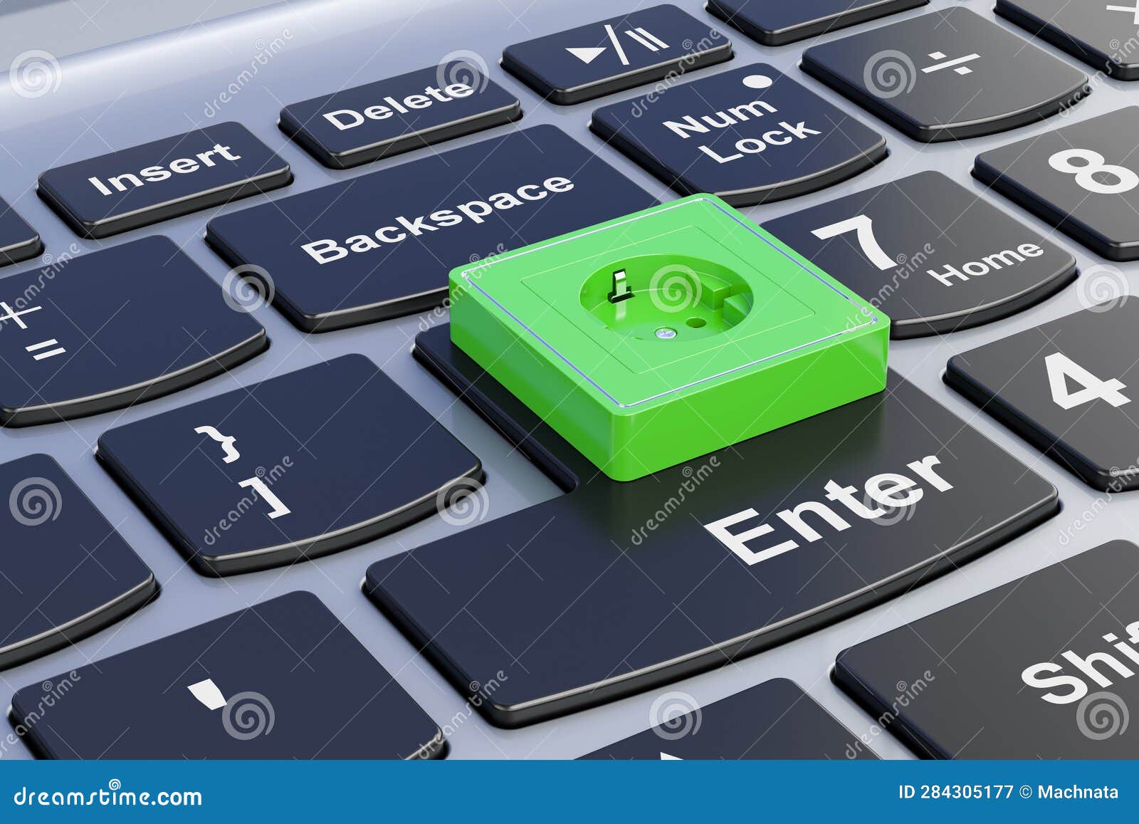 Electrical Outlet, Socket on Laptop Keyboard. 3D Rendering Stock ...