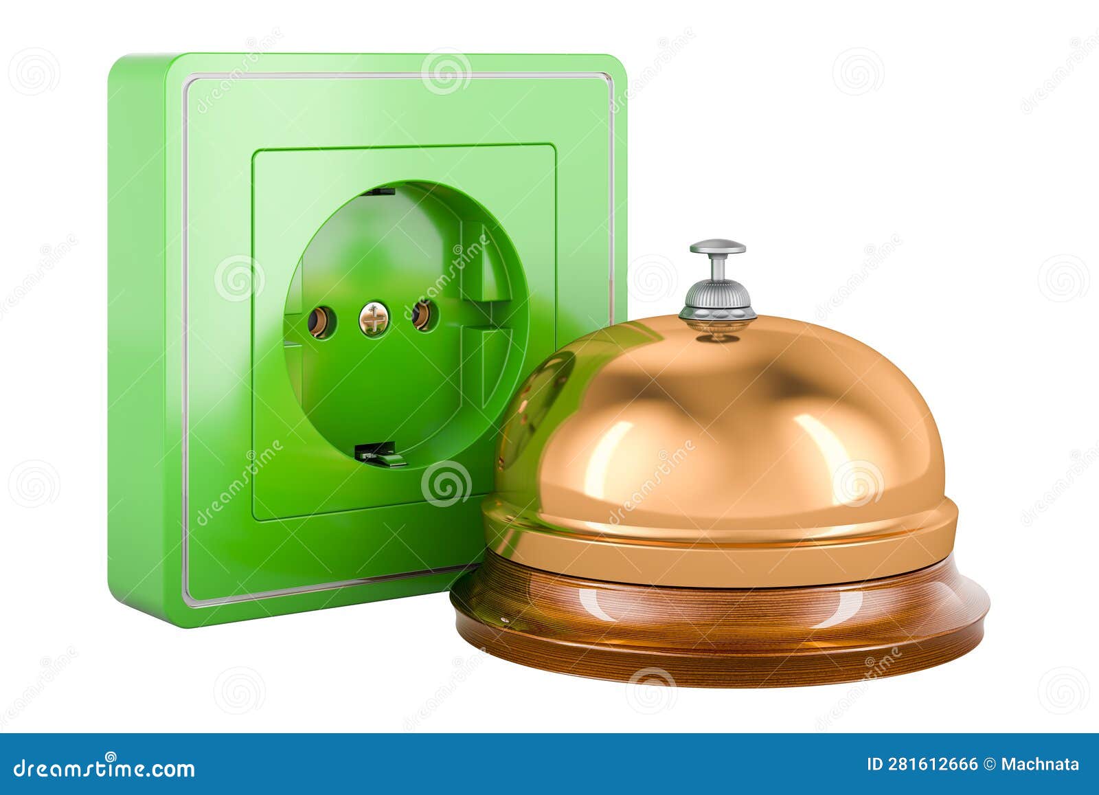 Electrical Outlet, Socket with Reception Bell. 3D Rendering Stock ...