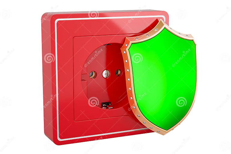 Electrical Outlet, Socket with Shield. 3D Rendering Stock Illustration ...