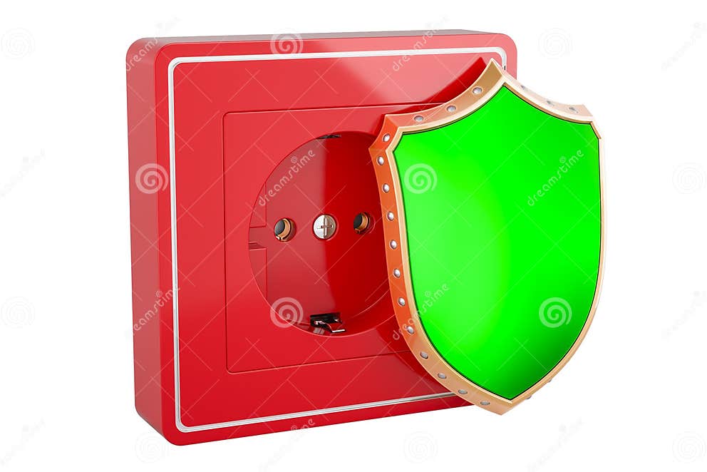Electrical Outlet, Socket with Shield. 3D Rendering Stock Illustration ...