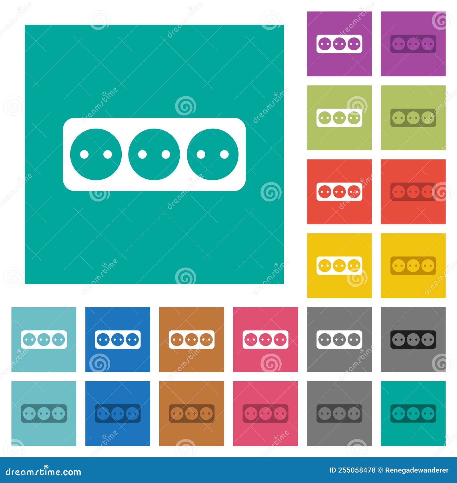 Electrical Outlet with Three Sockets Solid Square Flat Multi Colored ...