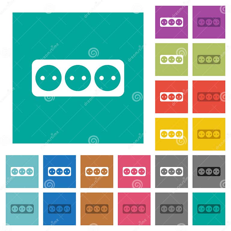 Electrical Outlet with Three Sockets Solid Square Flat Multi Colored ...