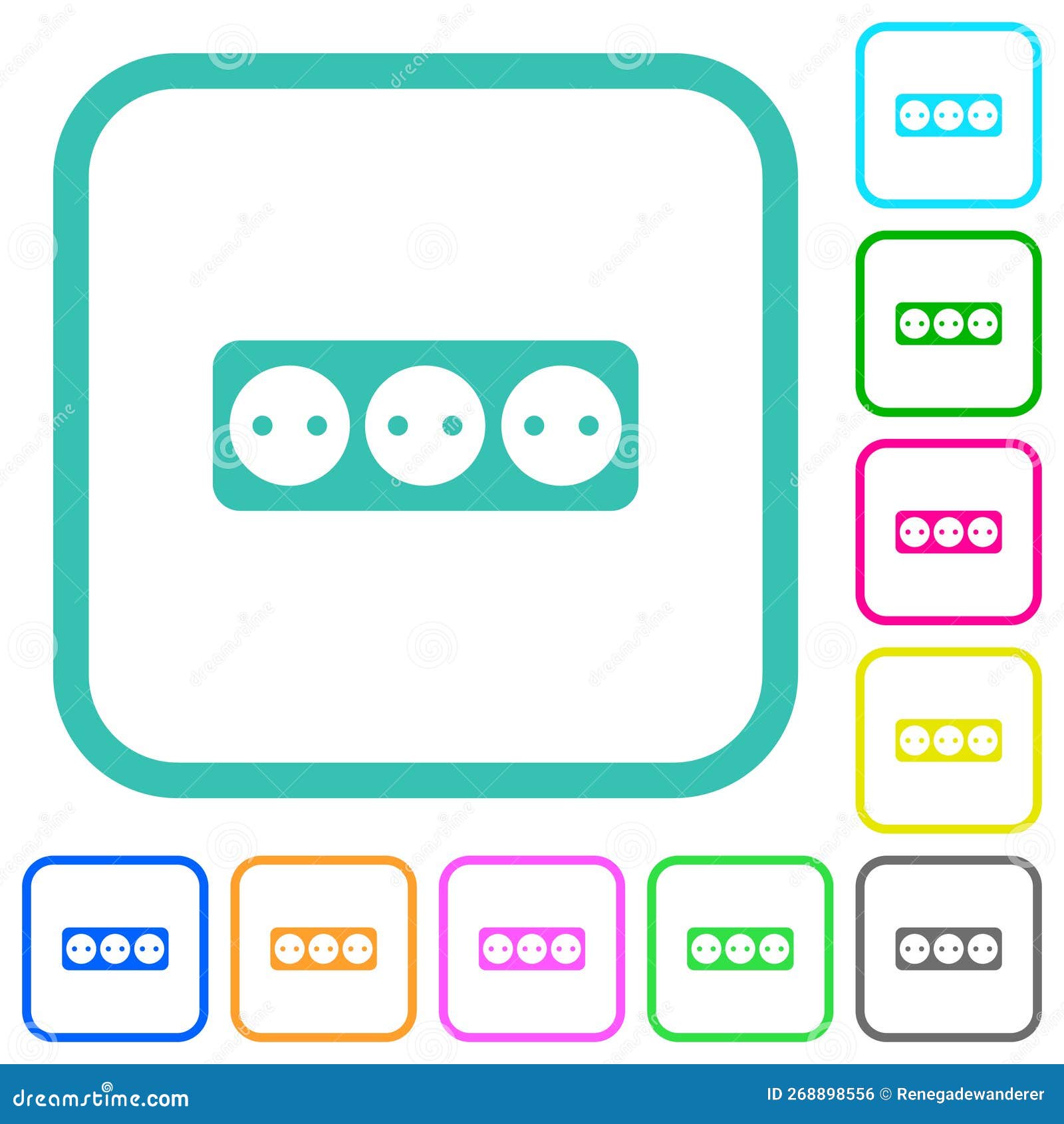 Electrical Outlet with Three Sockets Solid Vivid Colored Flat Icons Stock Vector - Illustration ...