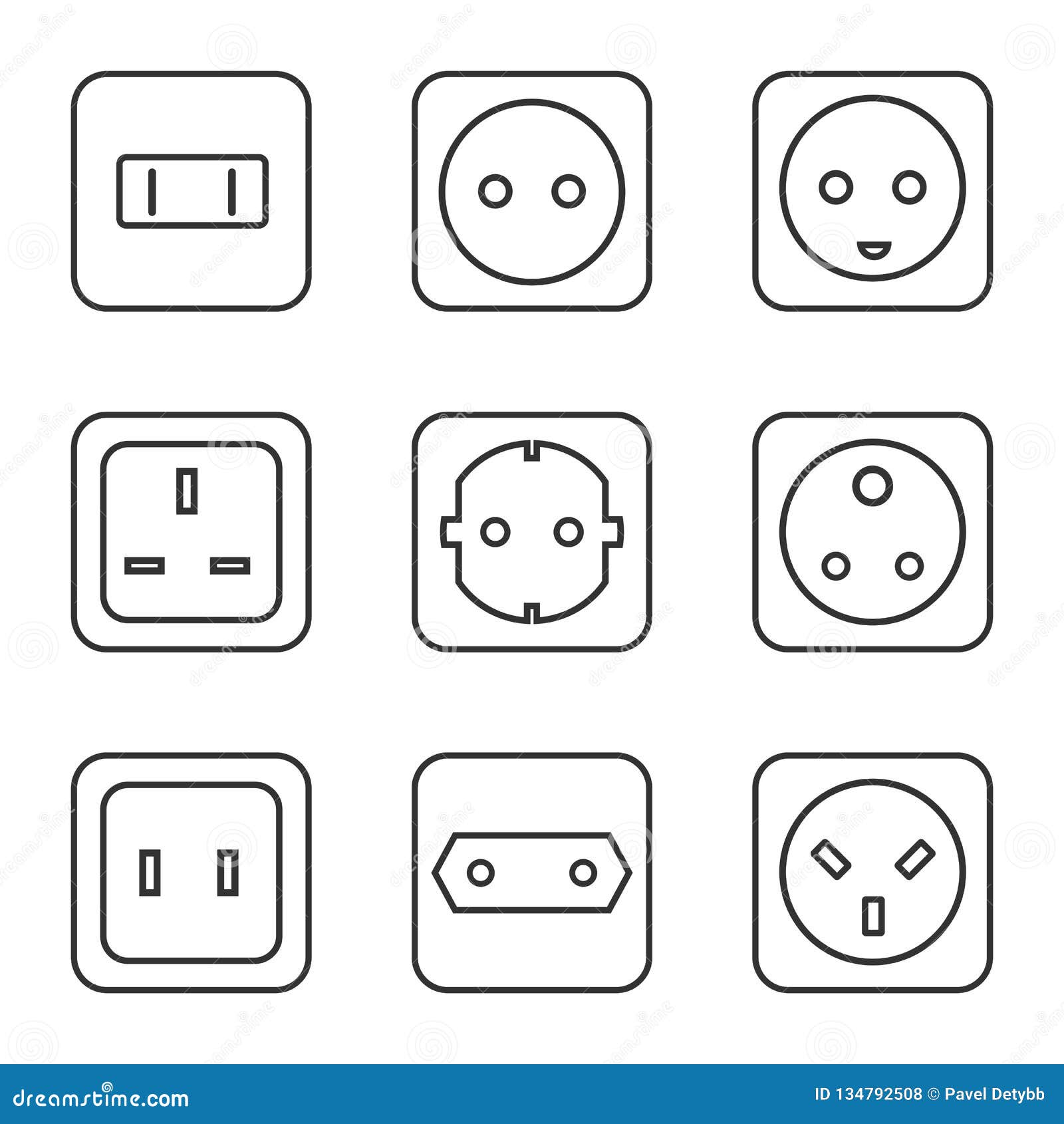Electrical Outlet Type. Socket Icon. Vector Illustration, Flat Design ...