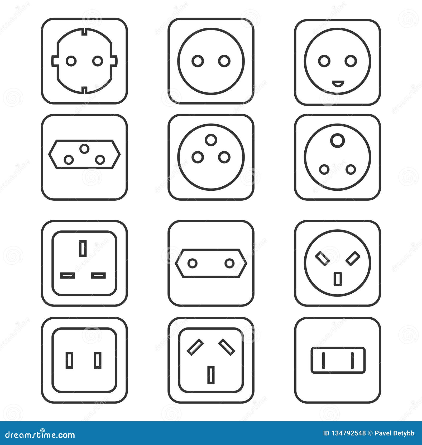 Electrical Outlet Type. Socket Icon. Vector Illustration, Flat Design ...