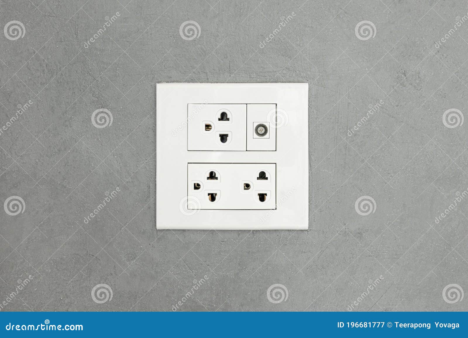Electrical Outlet on Wall Loft Style, Power Plug on White Concrete Wall ...