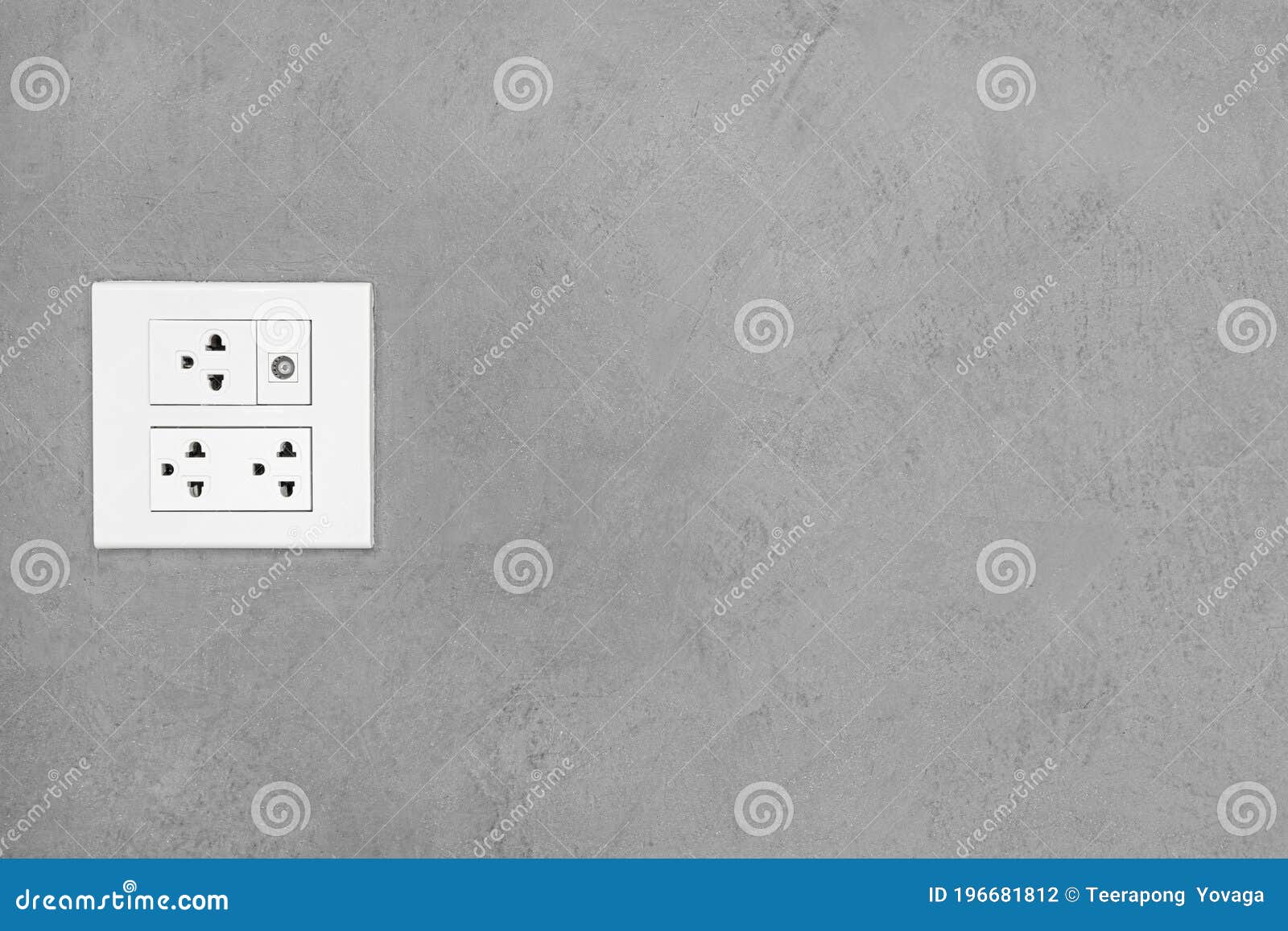 Electrical Outlet on Wall Loft Style, Power Plug on White Concrete Wall ...