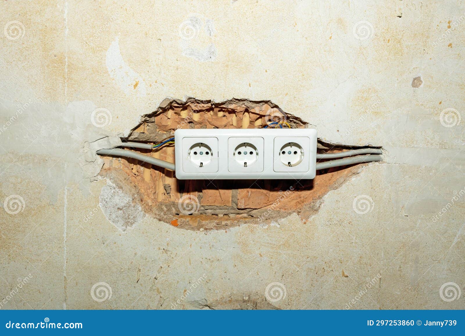 Electrical Outlet in the Wall of an Old House, Closeup Stock Photo ...