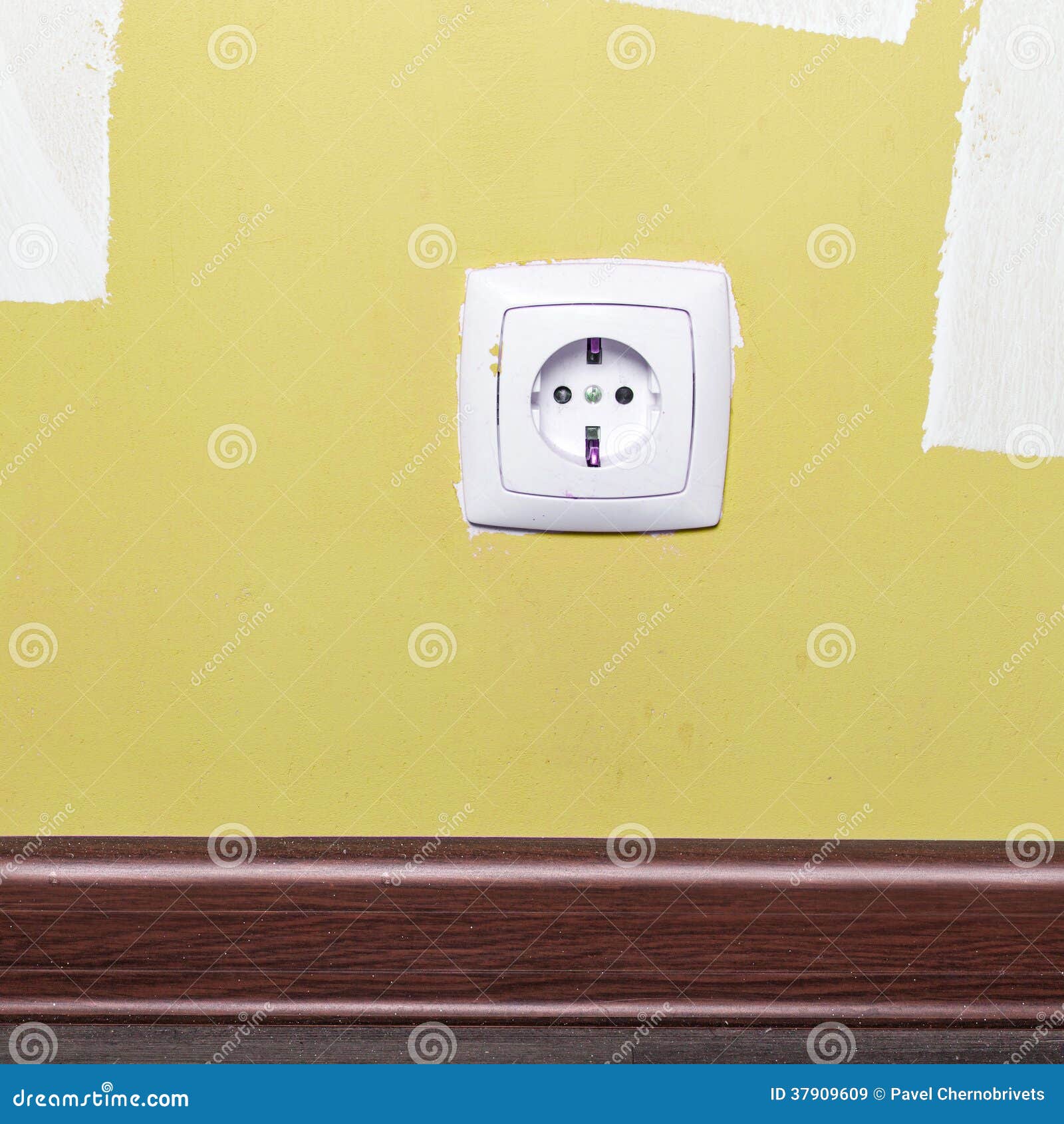 Electrical Outlet on Wall in Room Stock Image - Image of orange ...