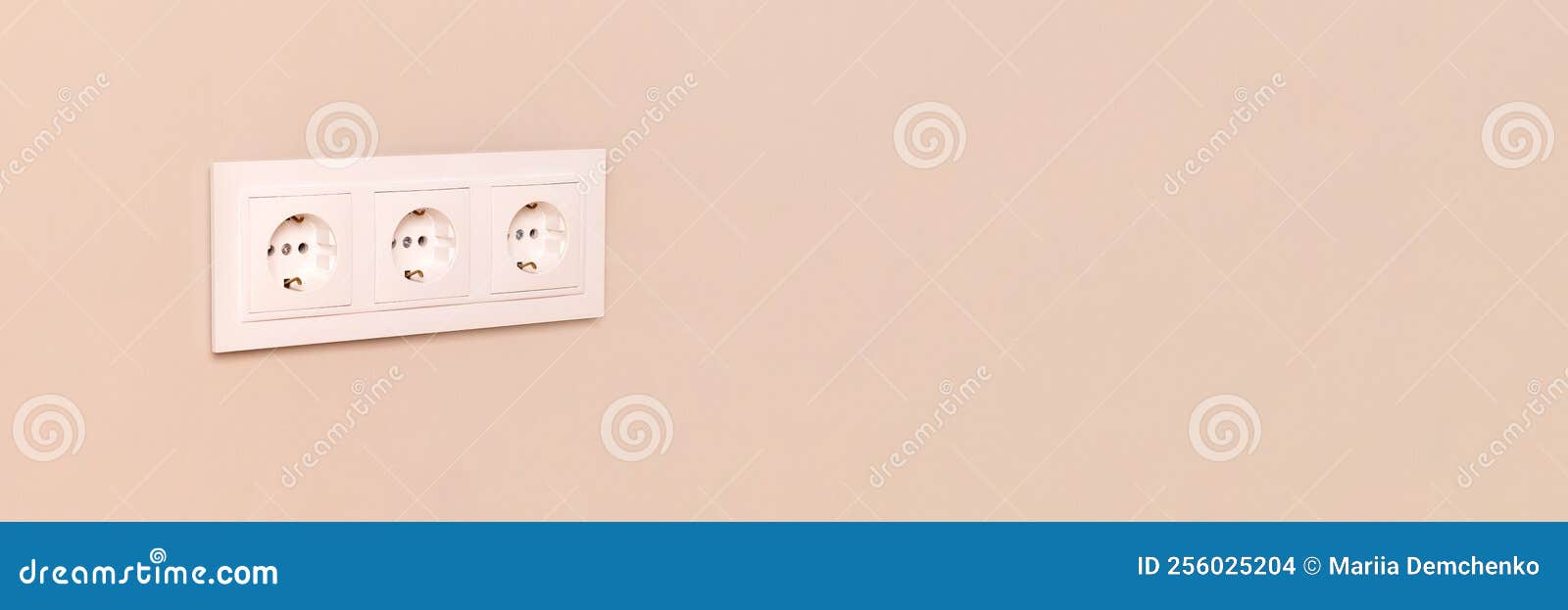 Electrical Outlets on Beige Wall Banner Stock Photo - Image of save ...