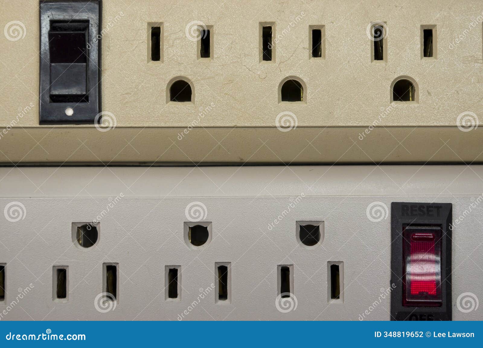 Electrical Outlets in a Power Distribution Strip Stock Photo - Image of ...