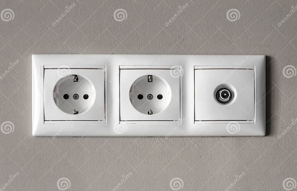 Electrical Outlets, a Set of Three White Empty Electrical Sockets for ...