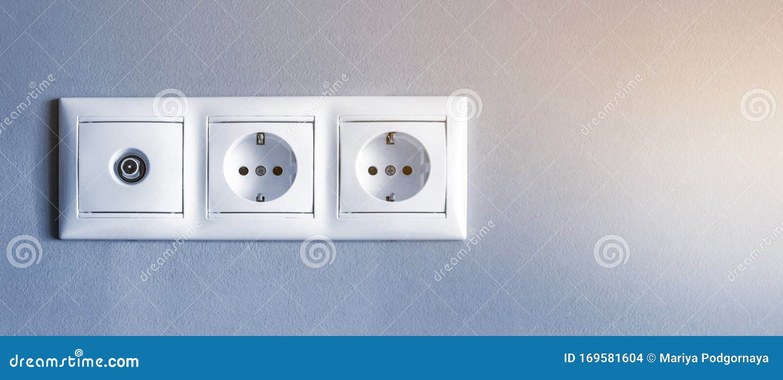 Electrical Outlets, a Set of Three White Empty Electrical Sockets and ...