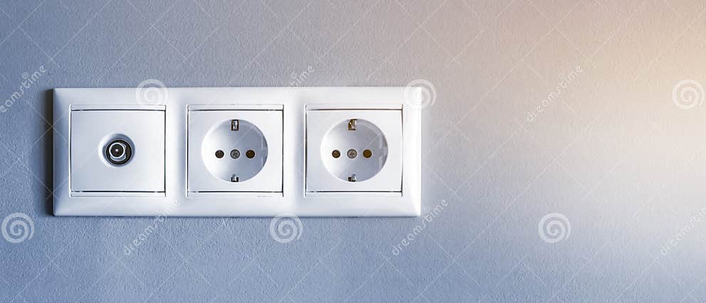 Electrical Outlets, a Set of Three White Empty Electrical Sockets and ...