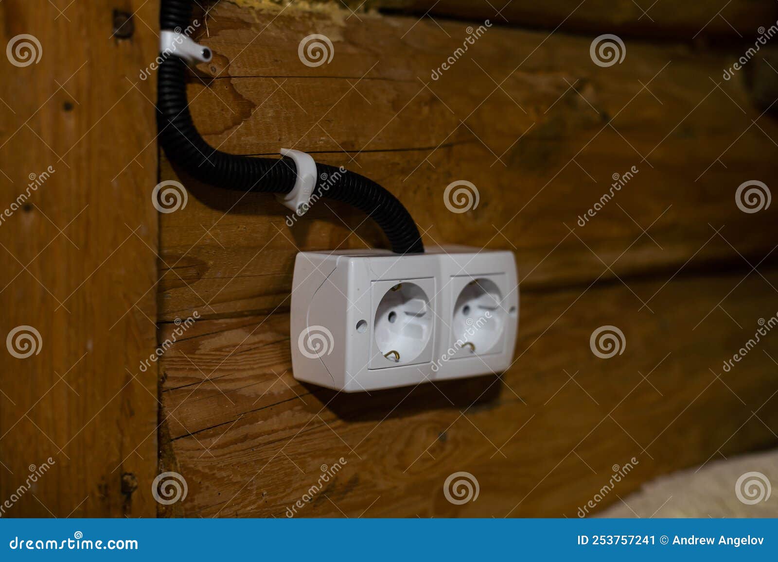 Electrical Outlets or Socket Electric on Wooden Building Stock Image ...