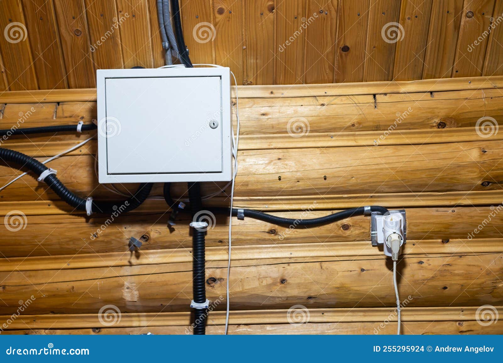 Electrical Outlets or Socket Electric on Wooden Building Stock Photo ...