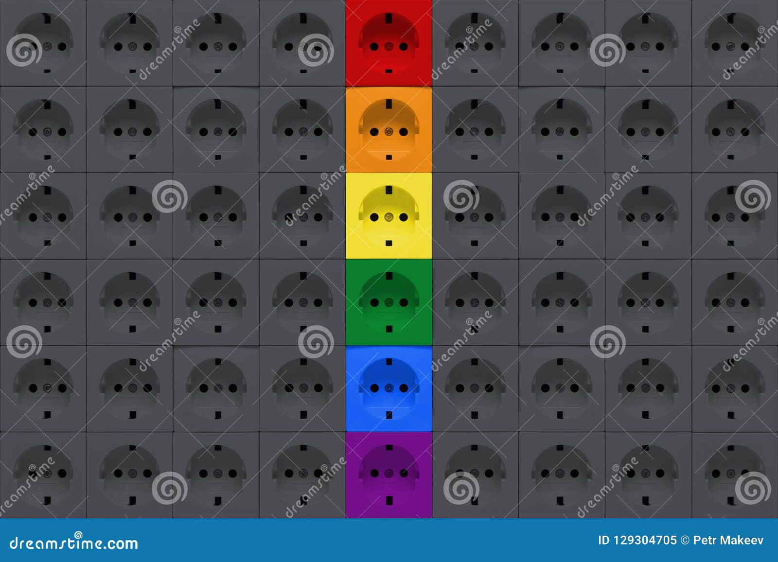 Electrical Outlets Sockets of Gray and Rainbow Colors Stock Image ...