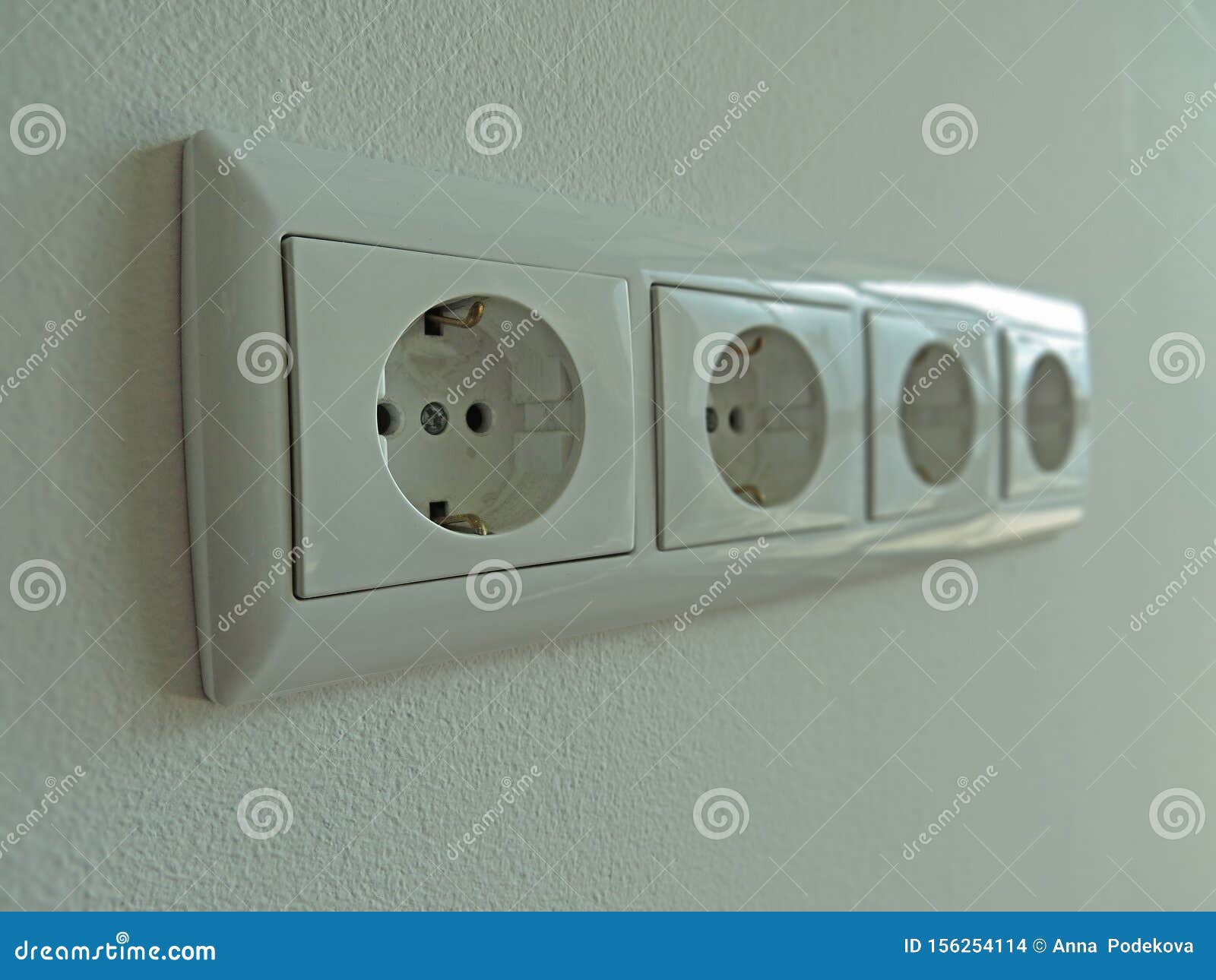Electrical Outlets on the Wall. Stock Photo - Image of aisle, close ...